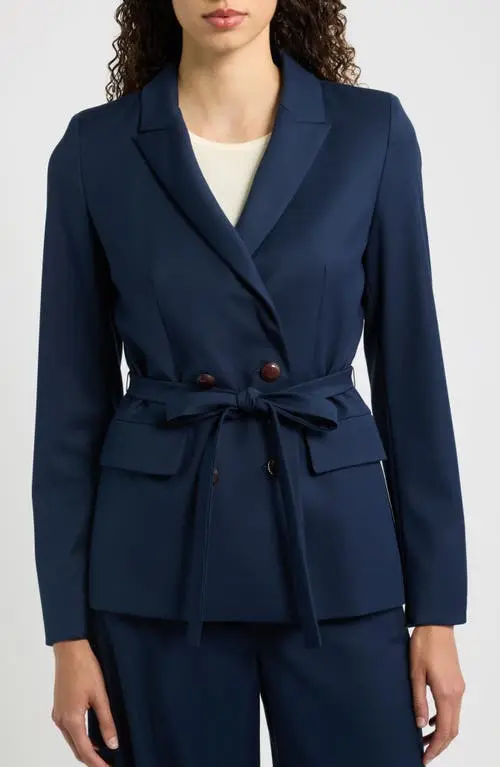 EMME Emmfata Peaked Lapel Belted Blazer