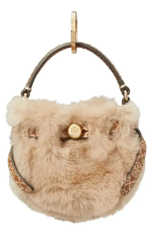 Tory Burch Romy Genuine Shearling Bucket Key Fob