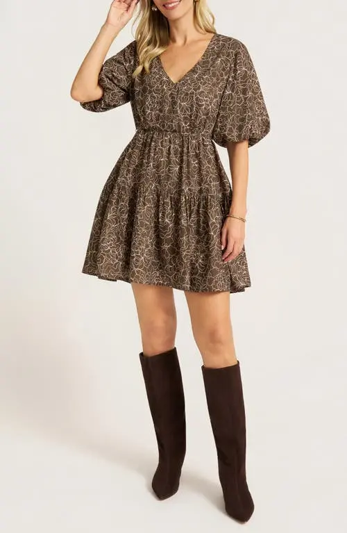 Matty M. Kensington Bubble Sleeve Tiered Dress
