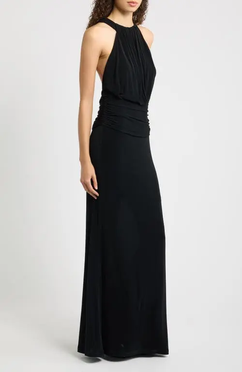 Black Halo Lucine Ruched Sleeveless Gown