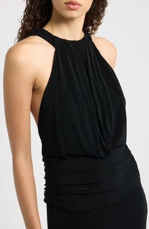 Black Halo Lucine Ruched Sleeveless Gown