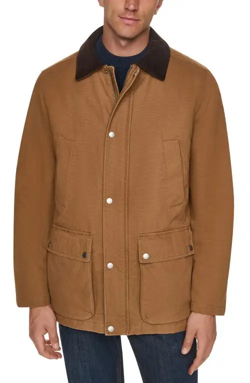 Cole Haan Coated Cotton Rain Jacket - Brown