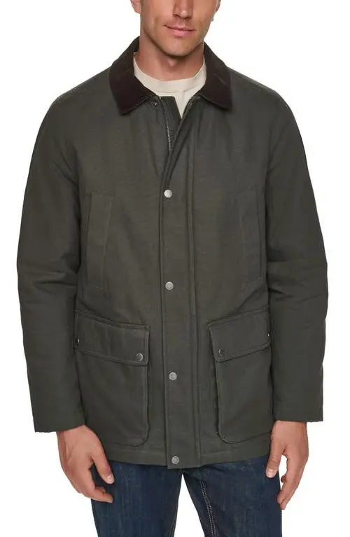 Cole Haan Coated Cotton Rain Jacket - Khaki