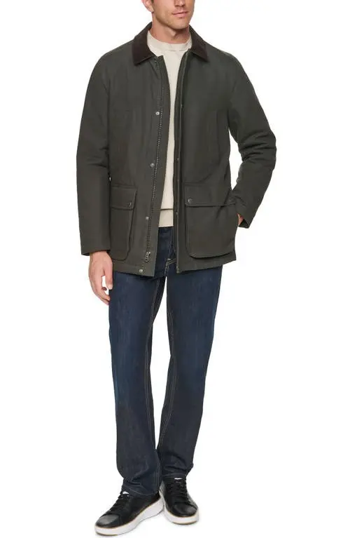 Cole Haan Coated Cotton Rain Jacket - Khaki