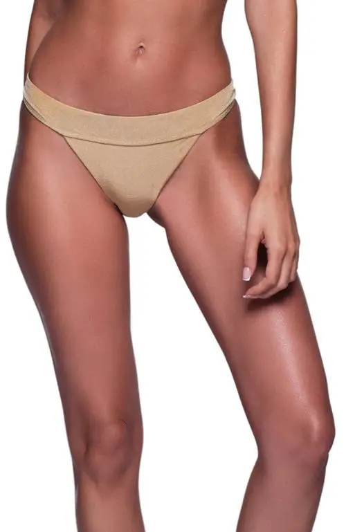 CHERINA BEACHWEAR Amy Wide Waistband Bikini Bottom - Gold