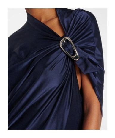 Rabanne Draped Asymmetric Jersey Maxi Dress