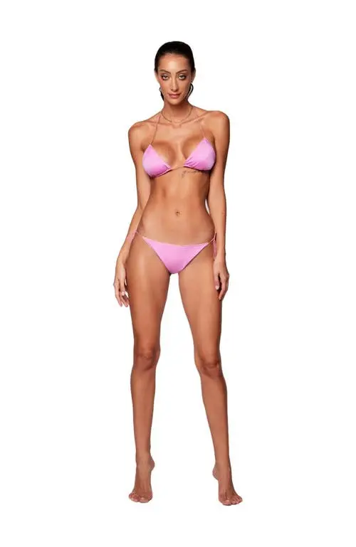 CHERINA  BEACHWEAR Cherina Beachwear Ciara Retro Triangle Halter Top With Bottom 2-piece Bikini Set - Pink