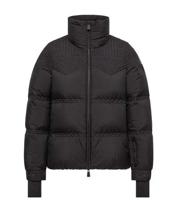 Moncler Anglins Leaf Embroidered Hooded Insulated Ski Jacket - Black