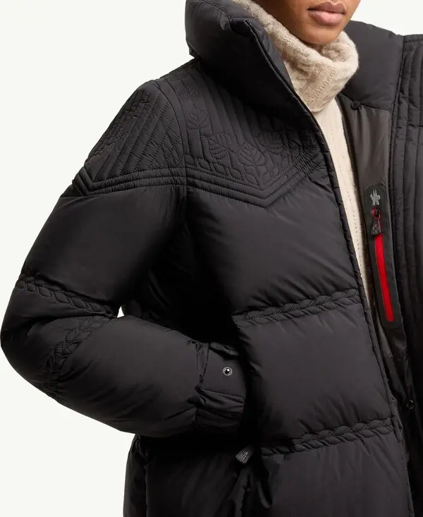 Moncler Anglins Leaf Embroidered Hooded Insulated Ski Jacket - Black