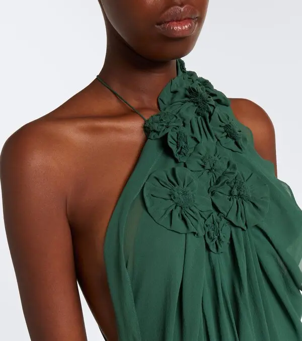 Victoria Beckham Floral-appliqué One-shoulder Silk Cocktail Dress
