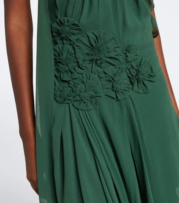 Victoria Beckham Floral-appliqué One-shoulder Silk Cocktail Dress