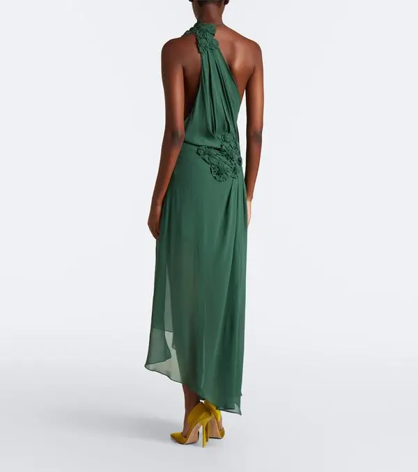 Victoria Beckham Floral-appliqué One-shoulder Silk Cocktail Dress