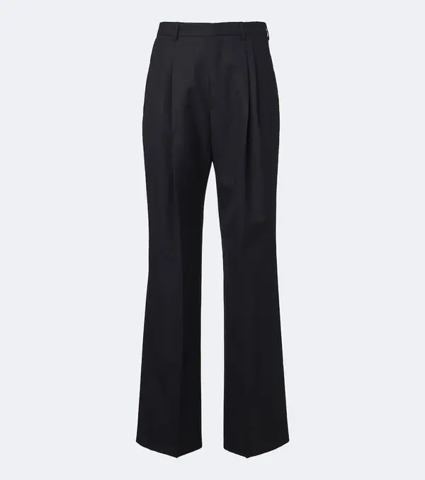 Dries Van Noten Herringbone Pleated Wool Wide-leg Pants
