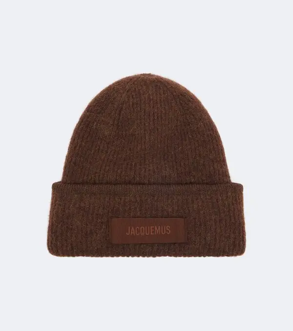 Jacquemus Logo Alpaca And Wool-blend Beanie - Brown