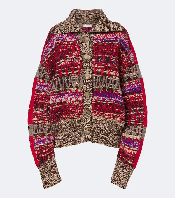 Dries Van Noten Oversized Wool And Cashmere Jacquard Cardigan - Multicoloured