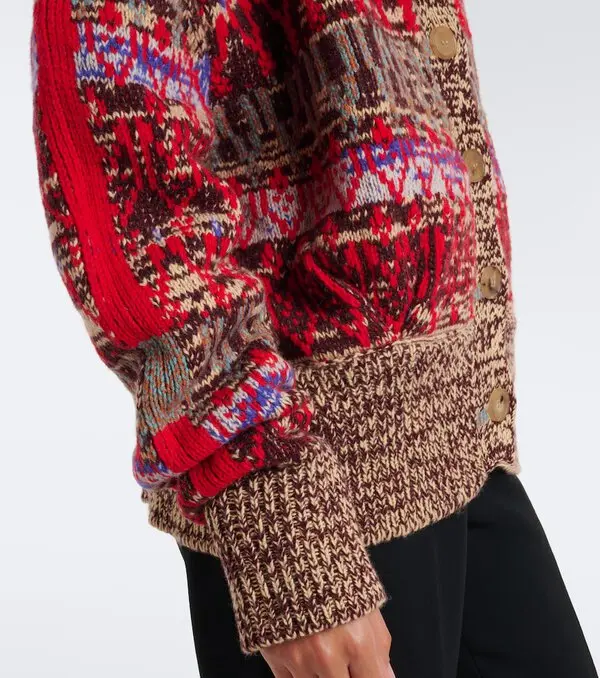 Dries Van Noten Oversized Wool And Cashmere Jacquard Cardigan - Multicoloured