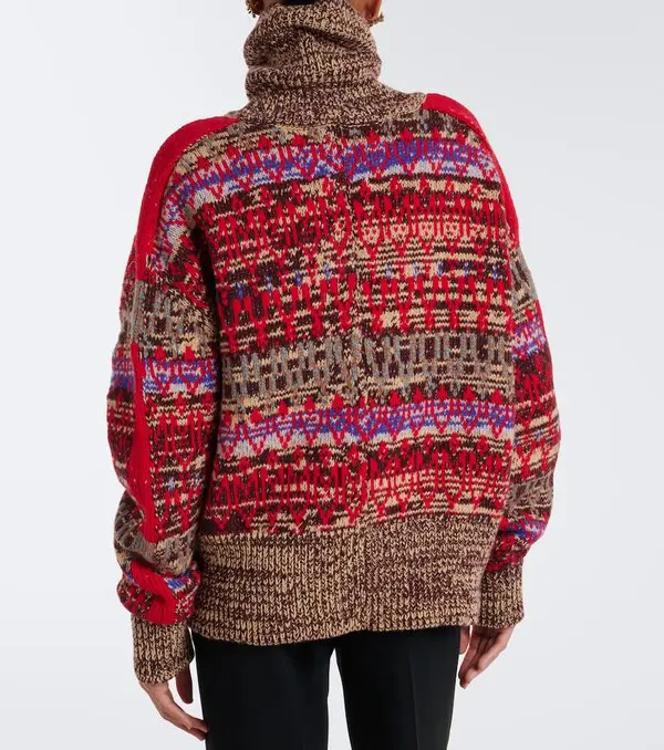 Dries Van Noten Oversized Wool And Cashmere Jacquard Cardigan - Multicoloured