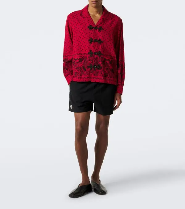 BODE Beaded Kerchief Printed Cotton Flannel Shirt