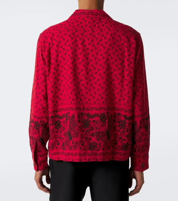 BODE Beaded Kerchief Printed Cotton Flannel Shirt