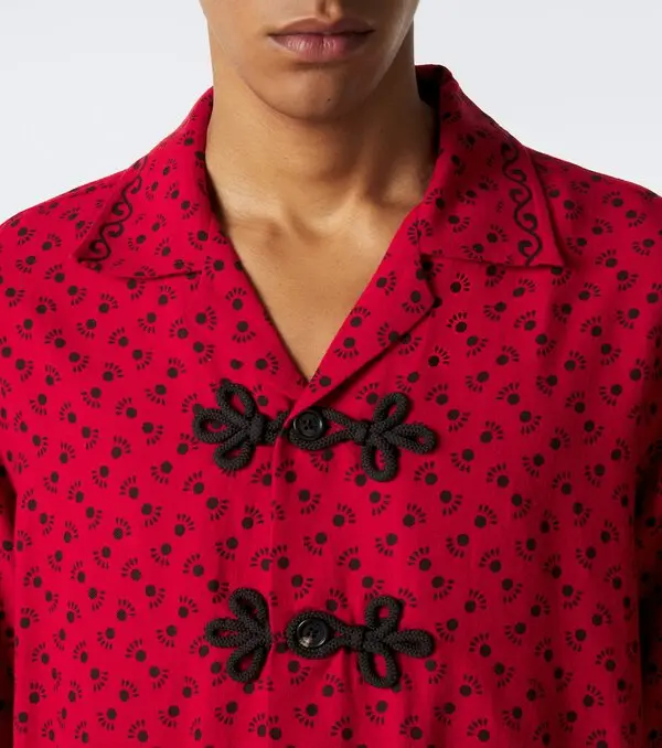 BODE Beaded Kerchief Printed Cotton Flannel Shirt