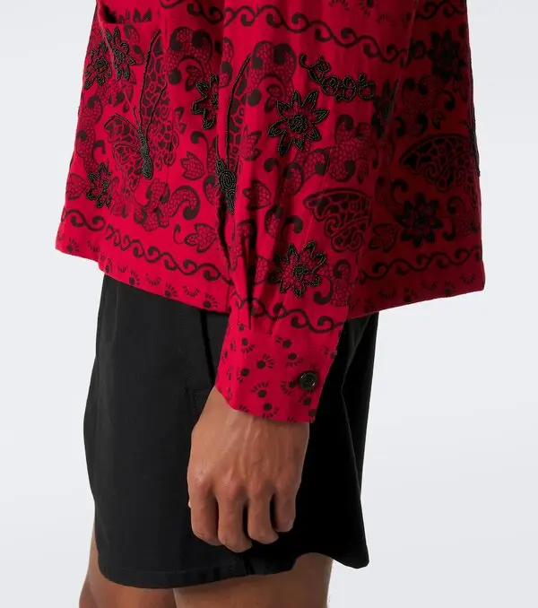 BODE Beaded Kerchief Printed Cotton Flannel Shirt