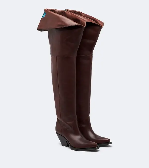 Chloé Azelan Floral Leather Over-the-knee Boots