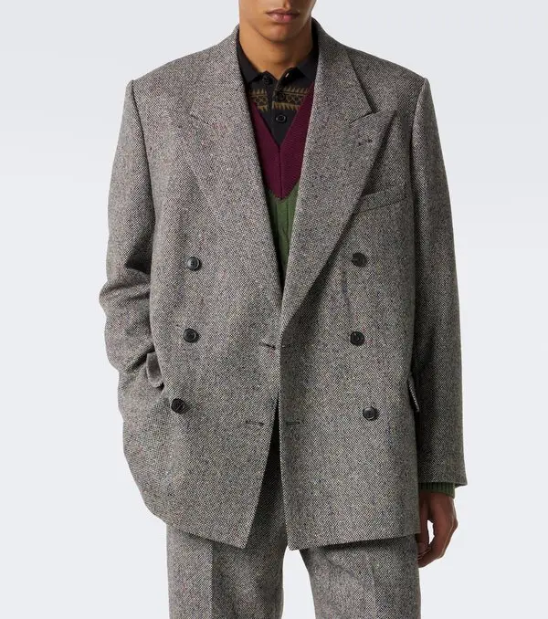 Dries Van Noten Checked Double-breasted Wool Blazer