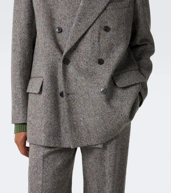Dries Van Noten Checked Double-breasted Wool Blazer