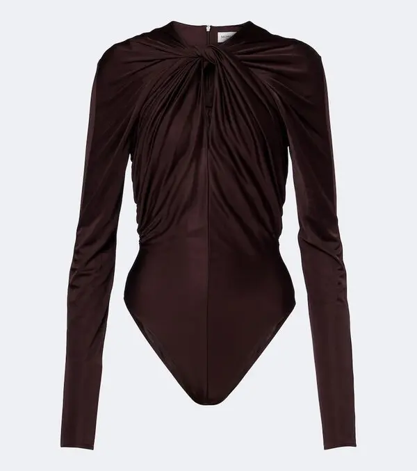Balmain Draped Satin Bodysuit