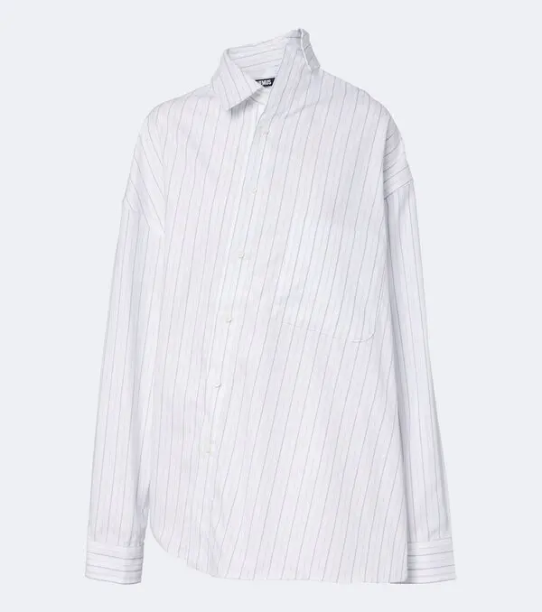 Jacquemus Cuadro Asymmetric Striped Cotton Shirt