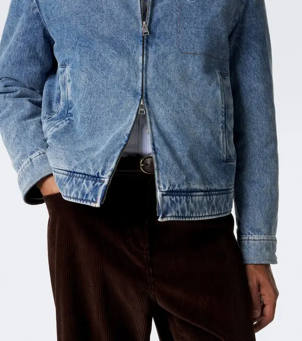 AMI Paris De Coeur Corduroy-trimmed Denim Jacket