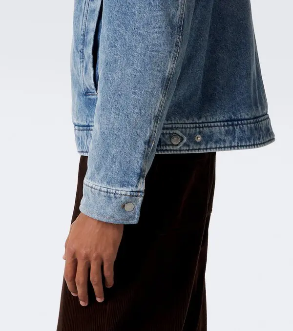 AMI Paris De Coeur Corduroy-trimmed Denim Jacket