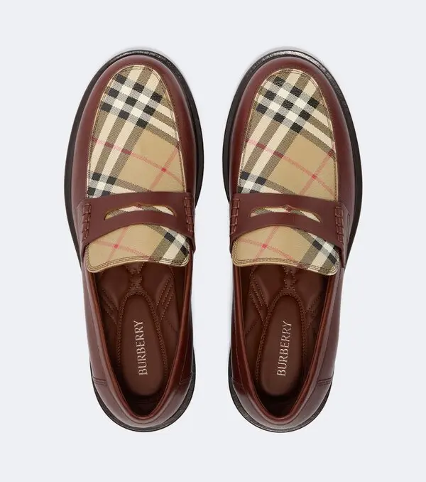 Burberry Check Leather Penny Loafers