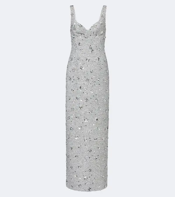 Simkhai Viella Sequined Tweed Gown - Silver