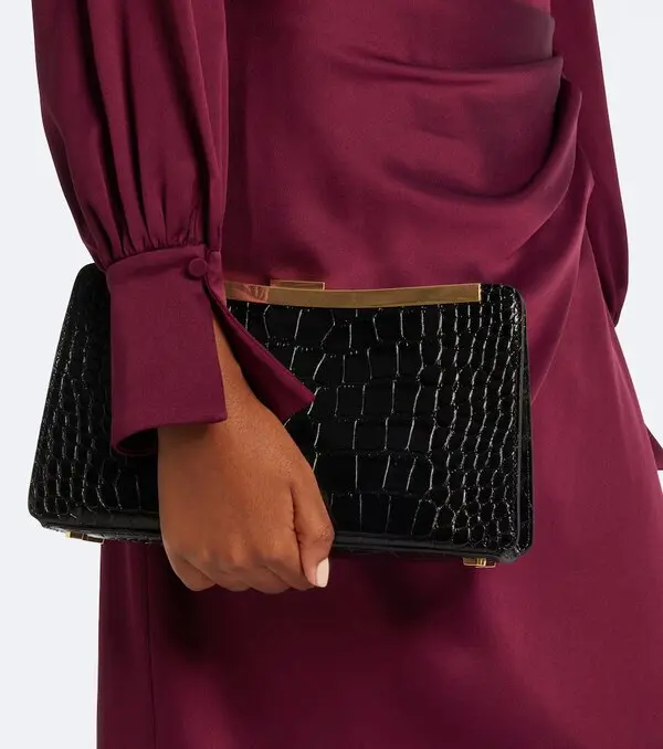 Simkhai Solange Croc-effect Leather Clutch
