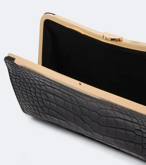 Simkhai Solange Croc-effect Leather Clutch