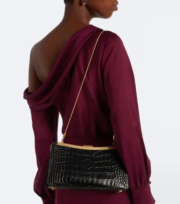 Simkhai Solange Croc-effect Leather Clutch
