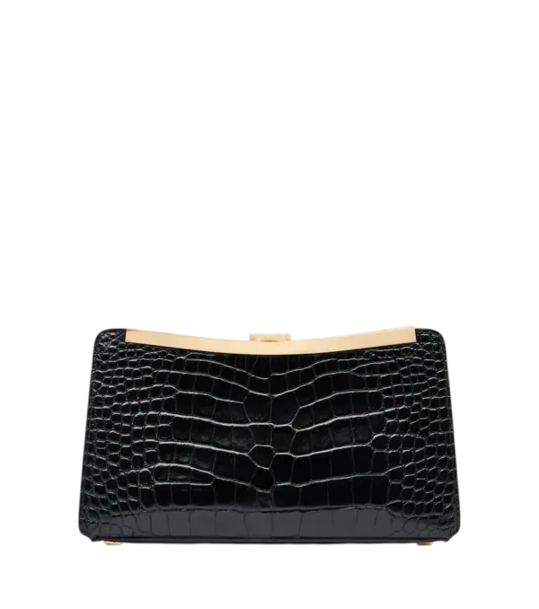 Simkhai Solange Croc-effect Leather Clutch - Black
