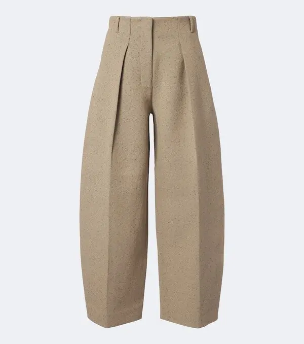 Jacquemus Ovalo Cotton And Wool-blend Barrel-leg Pants
