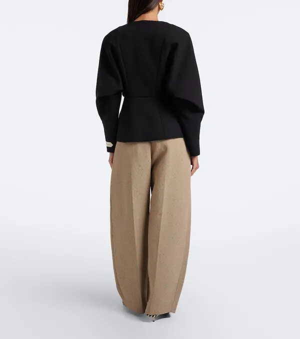 Jacquemus Ovalo Cotton And Wool-blend Barrel-leg Pants