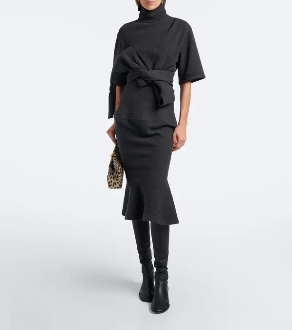 Jacquemus Fiocco Wool And Cashmere Midi Skirt