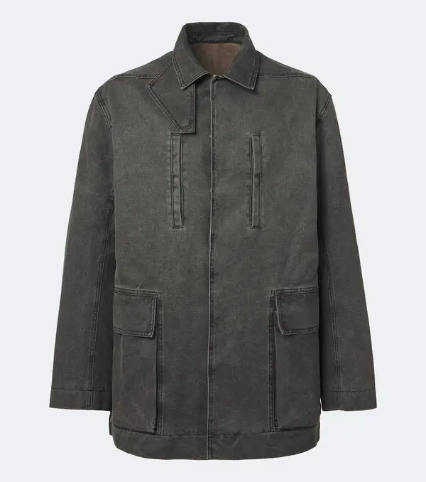 Rick Owens Collared Mac Coated Cotton Canvas Jacket