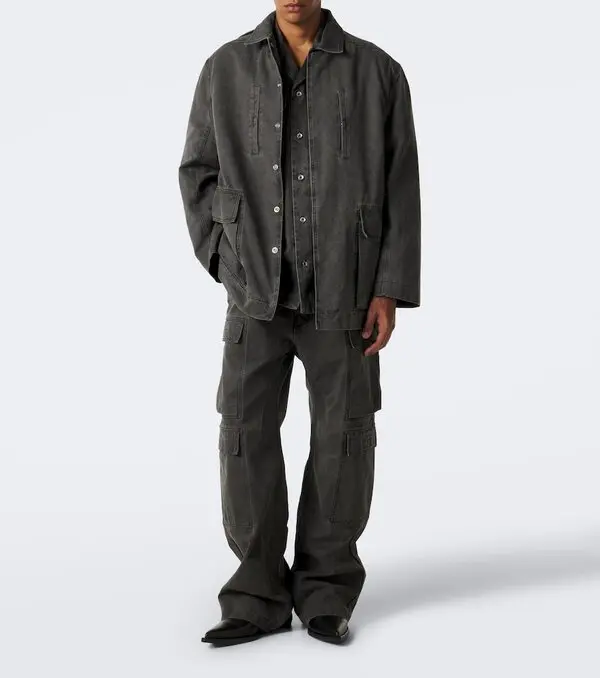 Rick Owens Collared Mac Coated Cotton Canvas Jacket