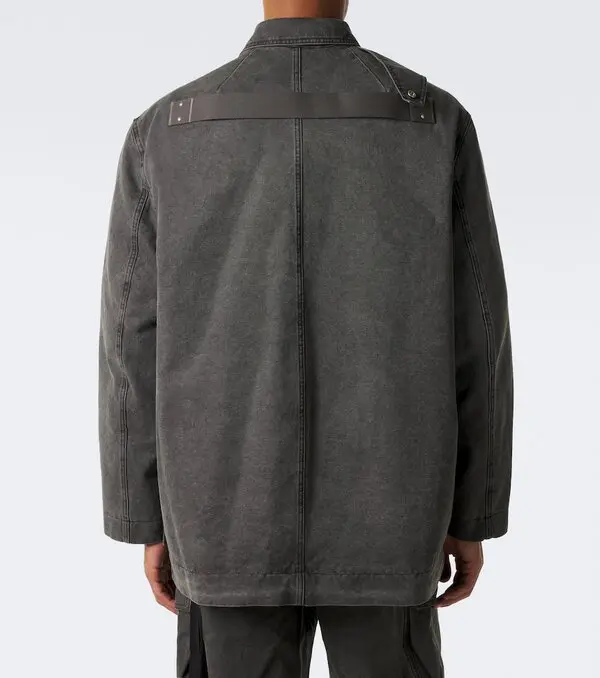 Rick Owens Collared Mac Coated Cotton Canvas Jacket