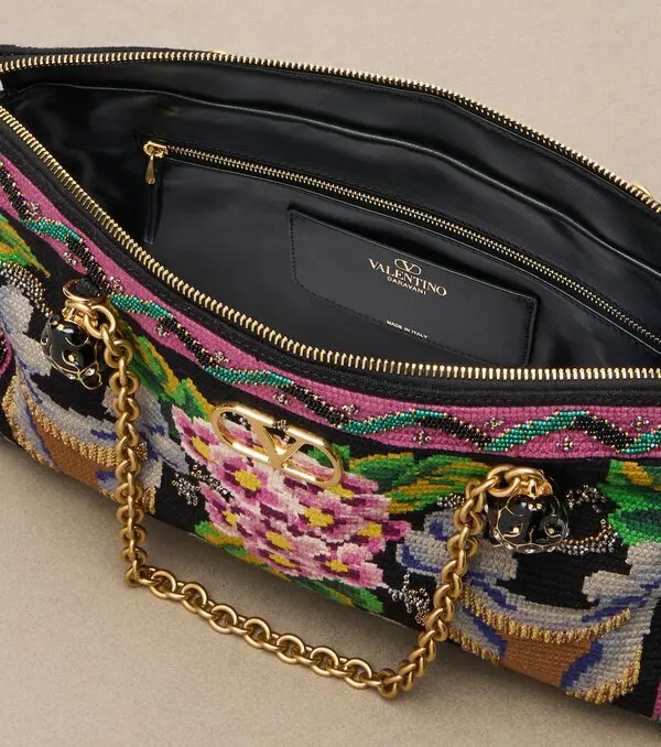 Valentino Garavani Panthea Medium Embroidered Shoulder Bag