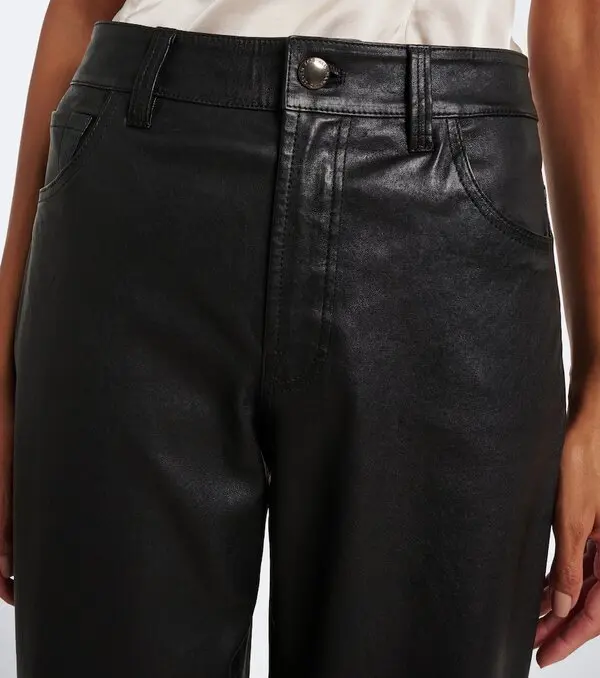7 For All Mankind Stovepipe Leather Straight Pants