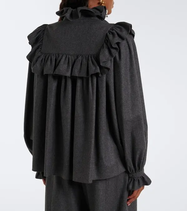 Chloé Ruffled Wool And Cashmere Flannel Blouse