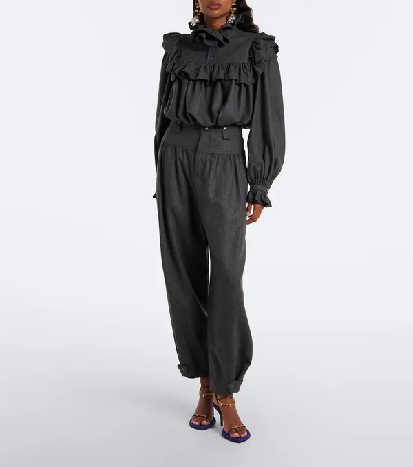 Chloé Ruffled Wool And Cashmere Flannel Blouse