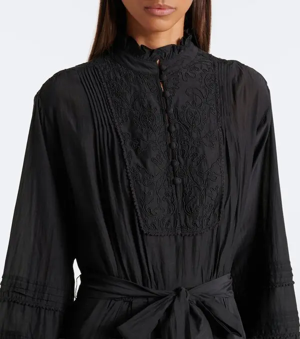 Polo Ralph Lauren Embroidered Ruffled Midi Dress