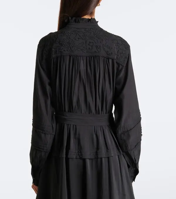 Polo Ralph Lauren Embroidered Ruffled Midi Dress